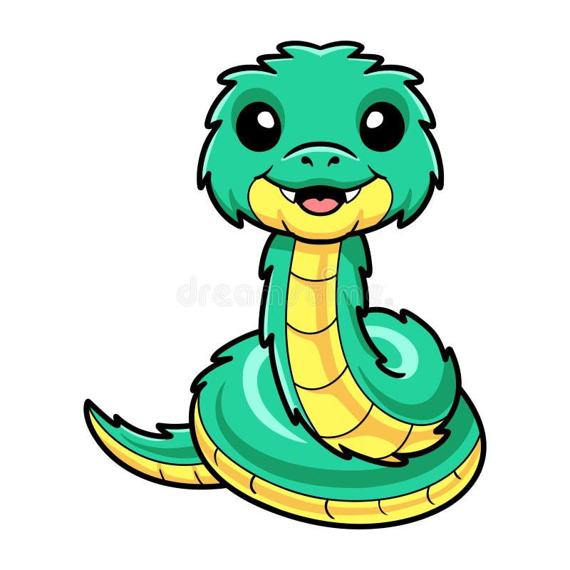 Cute Green Spiny Bush Viper Cartoon Stock Vector - Illustration of ...