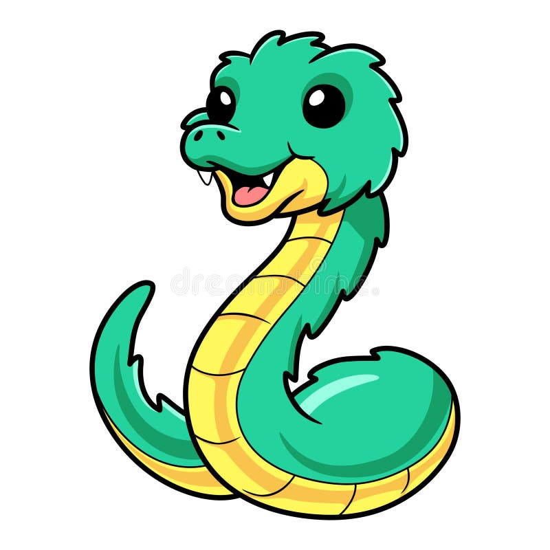 Cute Green Spiny Bush Viper Cartoon Stock Vector - Illustration of ...