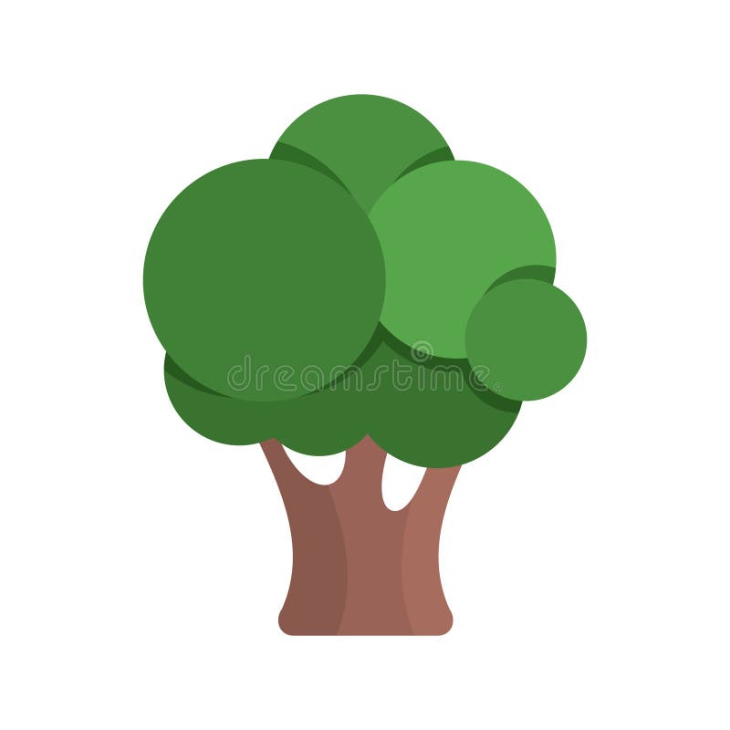 Cute Green Tree. Tree Flat Style Vector Illustration. Stock Vector ...