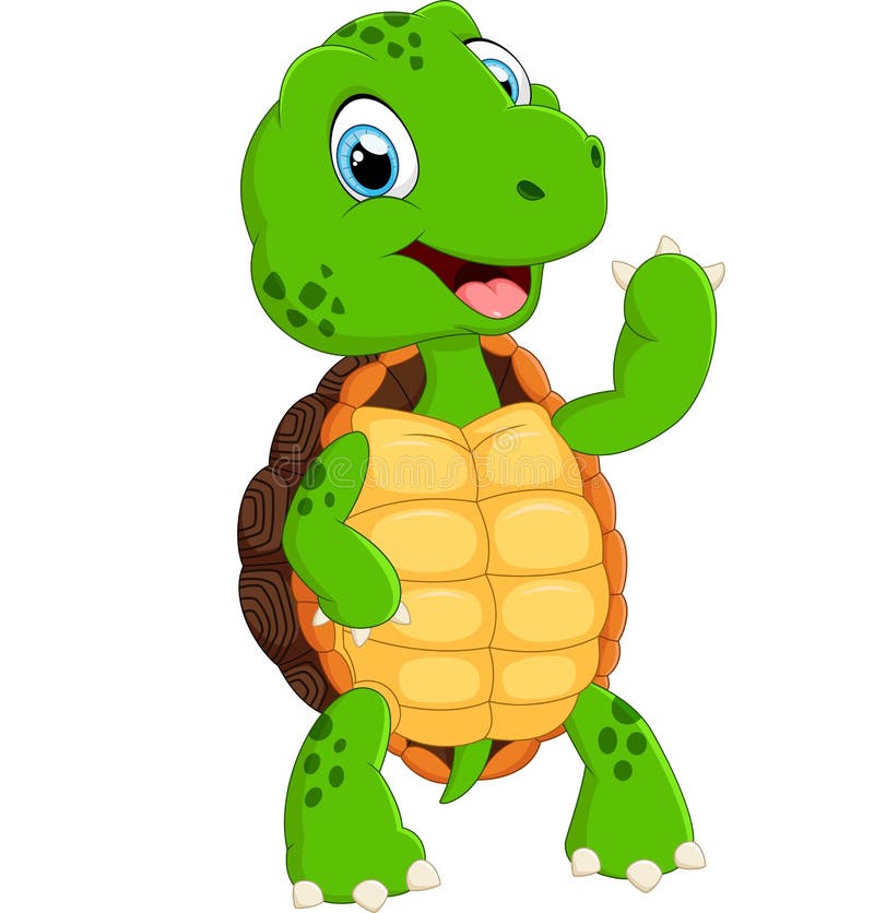 Cute green waving turtle stock vector. Illustration of cartoon - 63089719