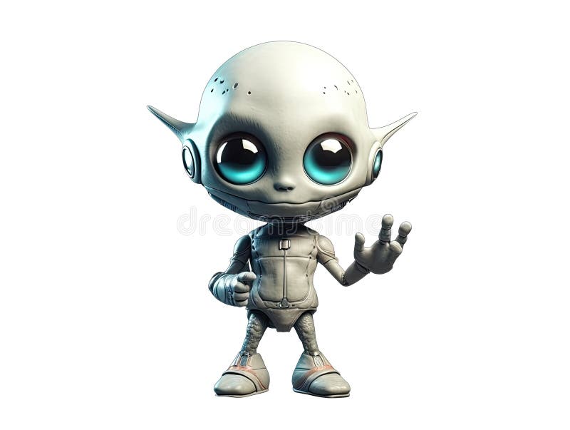 Cute Grey Alien Showing Peace 3D V1, Generrative Ai Stock Illustration ...
