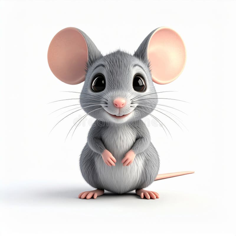 Cute Grey Cartoon Mouse on White Background Stock Illustration ...