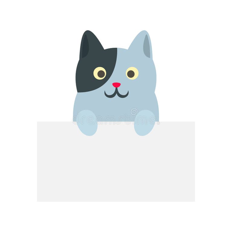 Cute Grey Cat Icon, Flat Style Stock Vector - Illustration of kitty ...