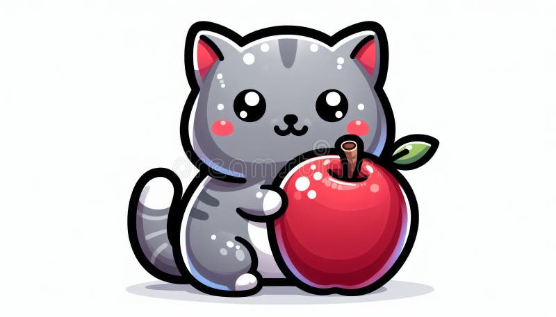 Grey Cat Background Red Apple Stock Illustrations – 16 Grey Cat ...