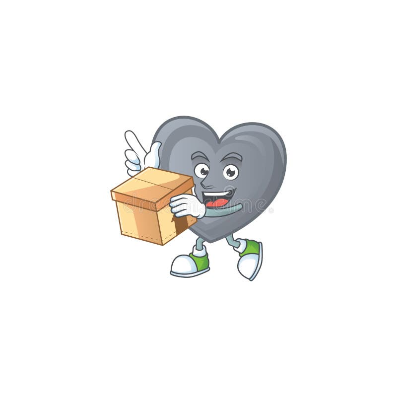 Cute Grey Love Cartoon Character Having a Box Stock Vector ...