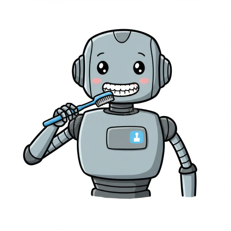Robot Brushing Teeth Illustration Stock Illustrations – 7 Robot ...