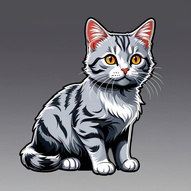 Cute Grey Tabby Kitten Sitting Stock Illustration - Illustration of ... Cute Grey Tabby Kitten Sitting Stock Illustration - Illustration of ...
