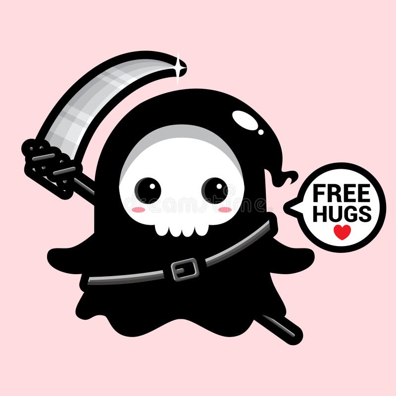 Cute Grim Reaper Ghost Posing Free Hugs Stock Vector - Illustration of ...