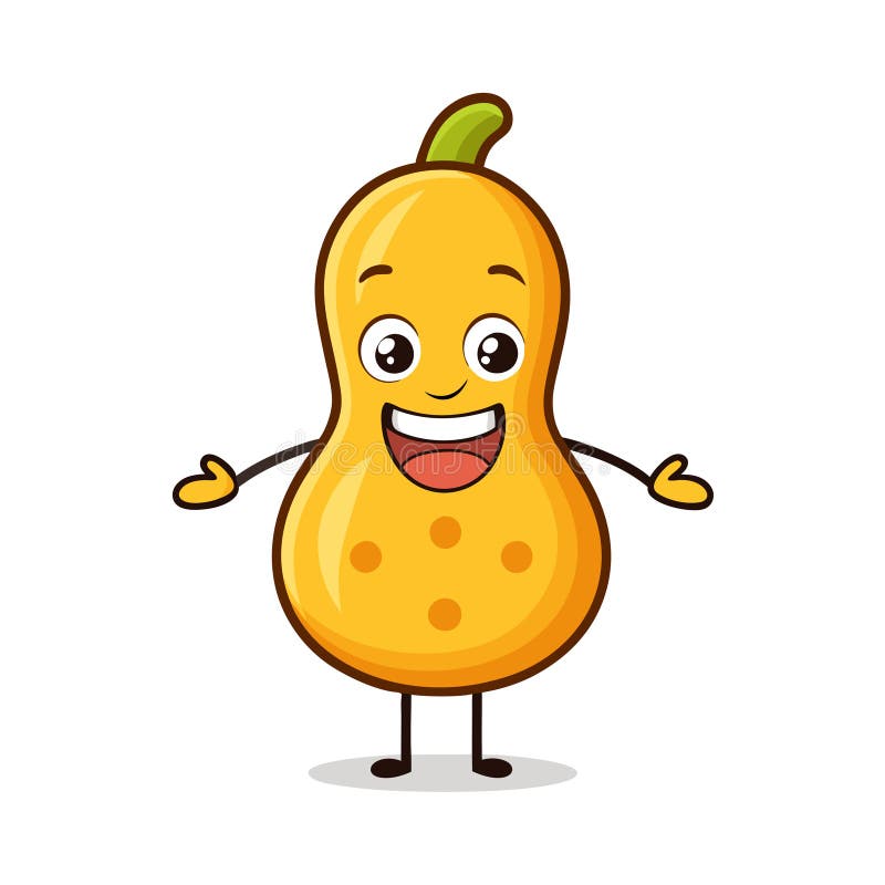 Cute Grinning Butternut Squash Cartoon Character Stock Vector ...
