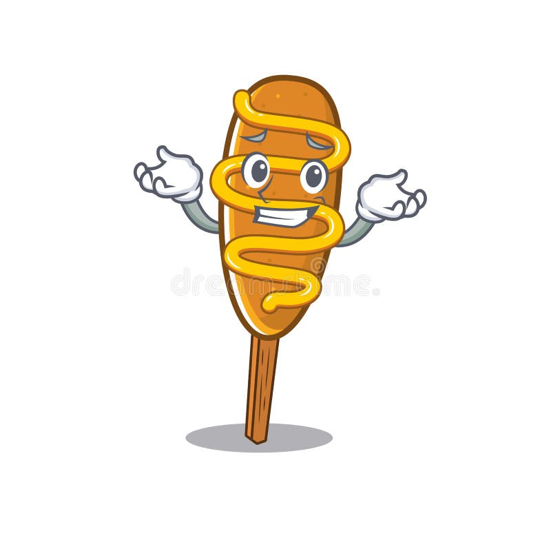 Cute Grinning Corn Dog Mascot Cartoon Style Stock Vector - Illustration ...