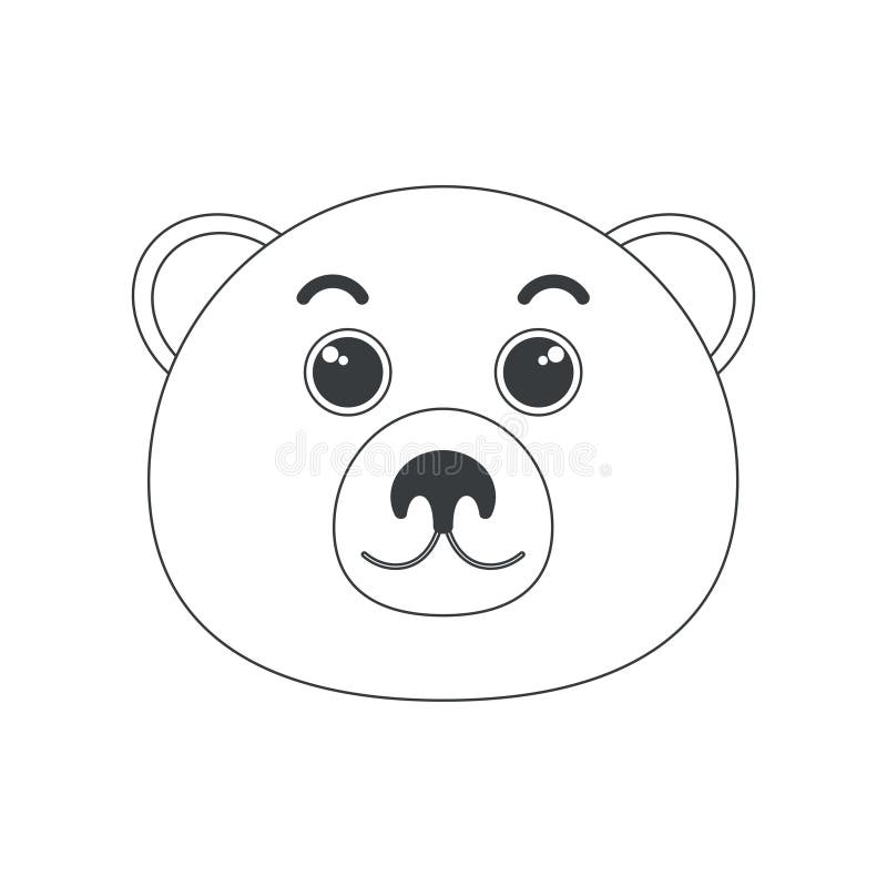 Cute Grizzly Bear Face, Wild Big Animals Head of Simple Shape Stock ...