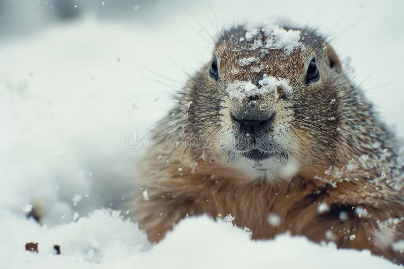 A Cute Ground Squirrel in the Snow, Perfect for Winter Themes Stock ...