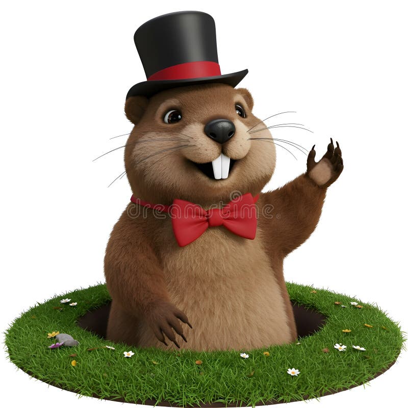 A Cute Groundhog Wearing a Hat and Bowtie Stock Photo - Image of ...