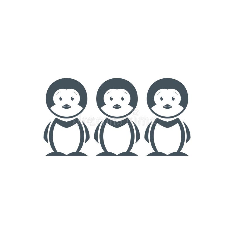Cute Group of Penguin Symbol Logo Vector Stock Vector - Illustration of ...