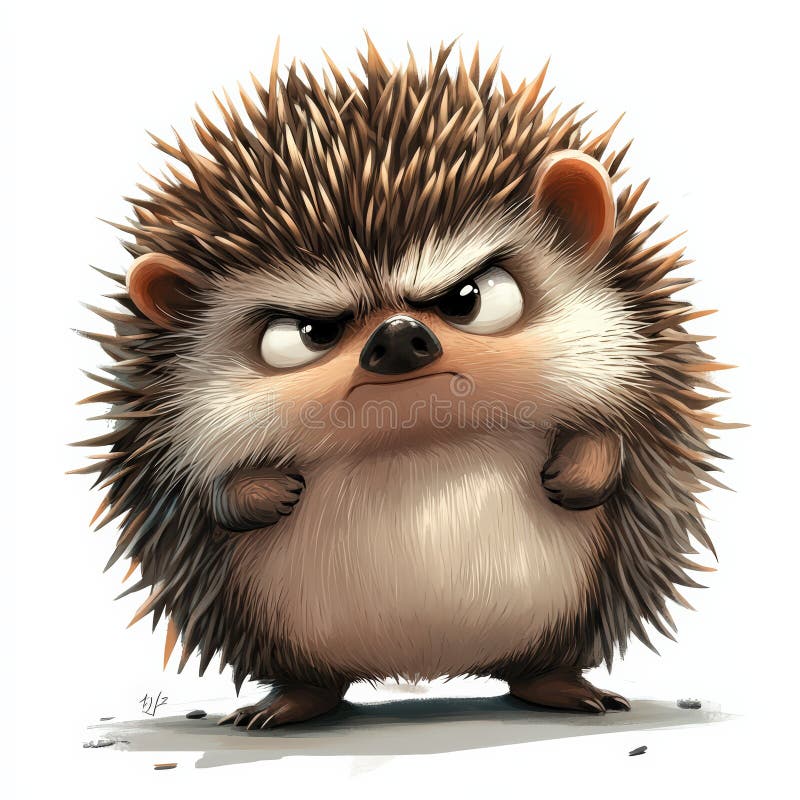 Cute and Grumpy Cartoon Hedgehog with Spiky Fur Expression Stock Illustration - Illustration of ...