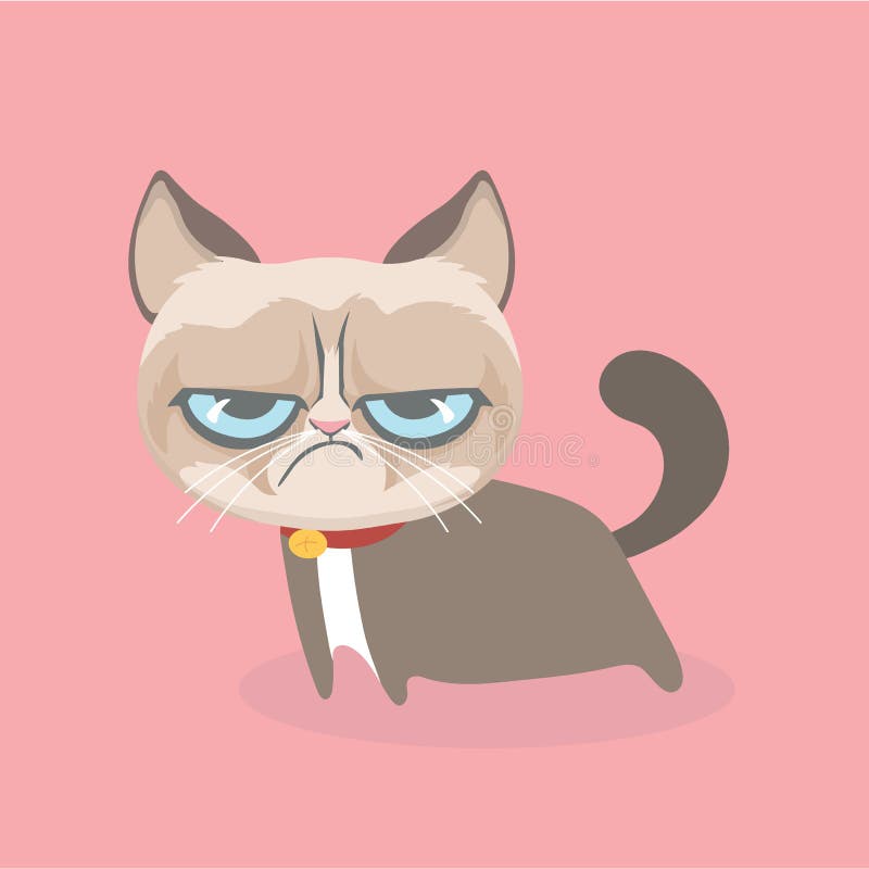 Cute grumpy cat. stock vector. Illustration of isolated - 141441312