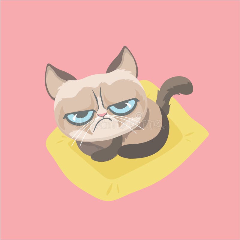 Cute grumpy cat. stock vector. Illustration of grumpy - 117710733