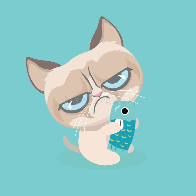 Cute grumpy cat. stock vector. Illustration of isolated - 141441312