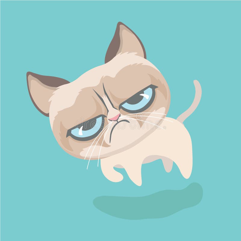 Cute grumpy cat. stock vector. Illustration of kitten - 170296496