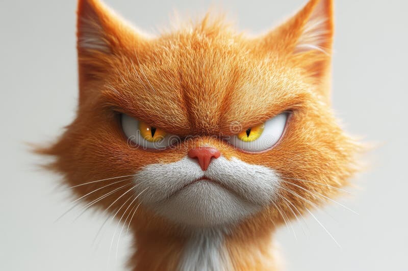 Cute and Grumpy Orange Cat with Piercing Eyes Poses for the Camera in a ...