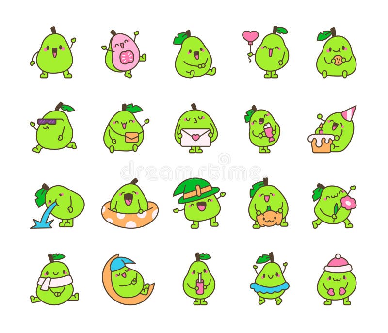 Cute Guava Character. Funny Tropical Fruit Stock Illustration ...