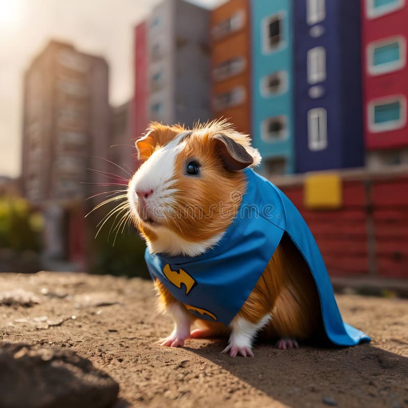 Cute Guinea Pig in Superhero Cape Stock Illustration - Illustration of ...