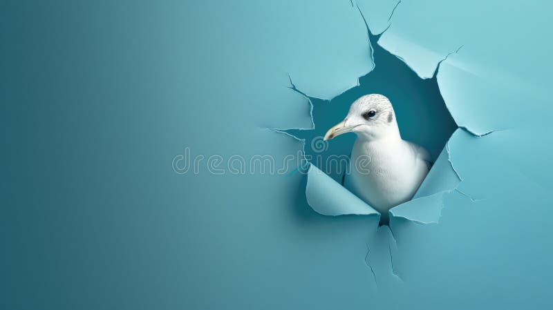Cute Gull Peeking through a Hole Stock Illustration - Illustration of ...