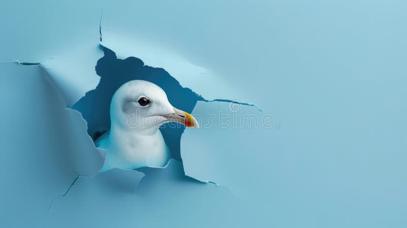 Cute Gull Peeking through a Hole Stock Illustration - Illustration of ...