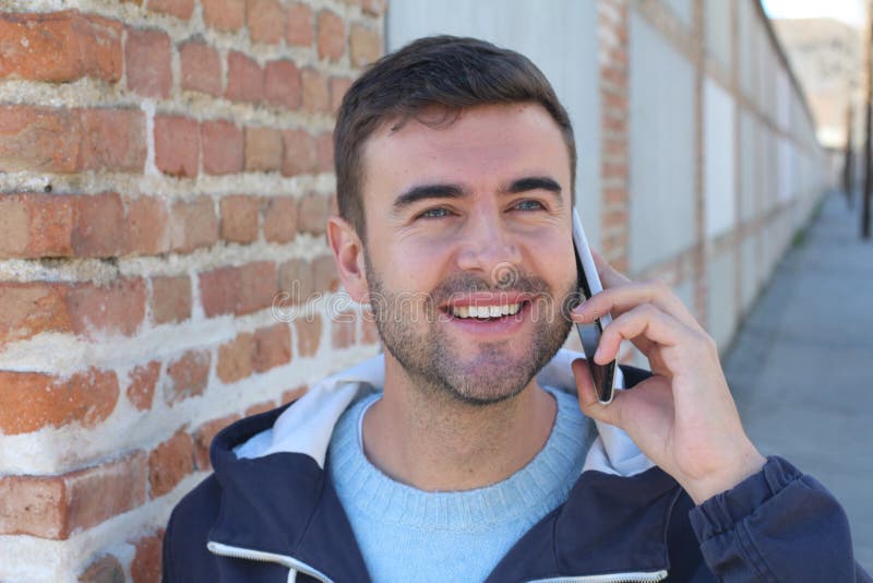 Cute Guy Calling on the Street Stock Photo - Image of mobile, people ...