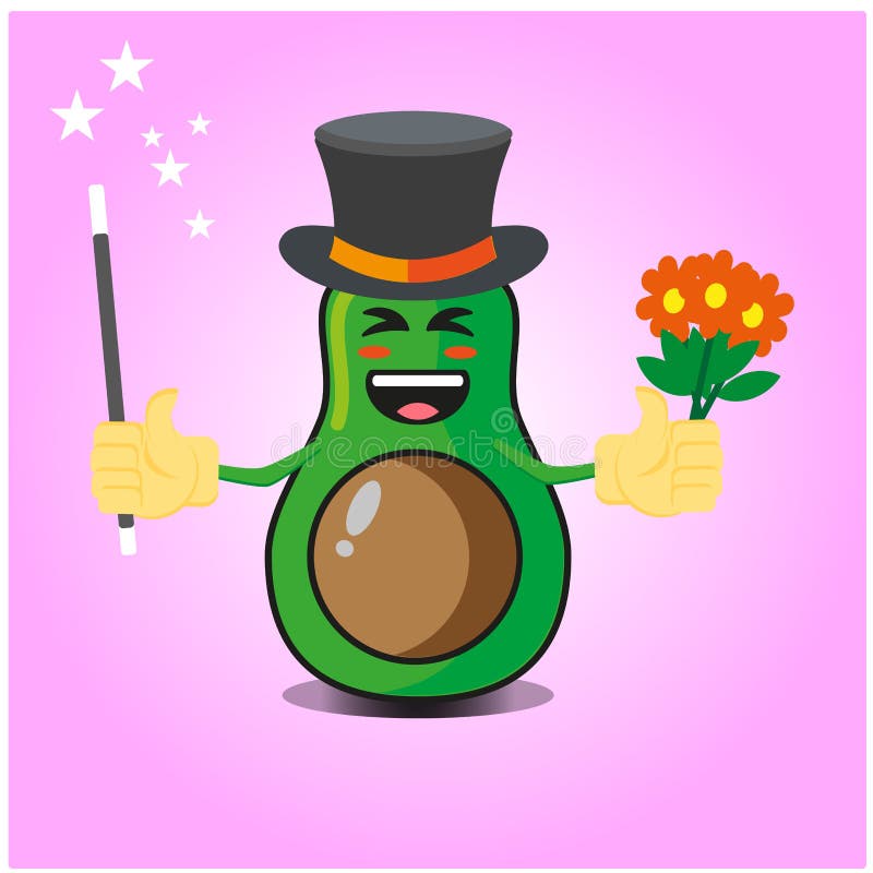 Cute Half Avocado Magician Cartoon Character Design Stock Vector ...