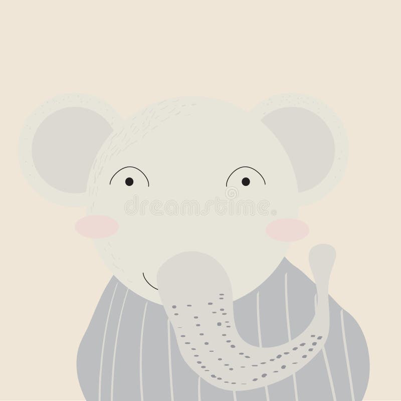 Cute Half Body Elephant Illustration in Minimalis Stock Illustration ...