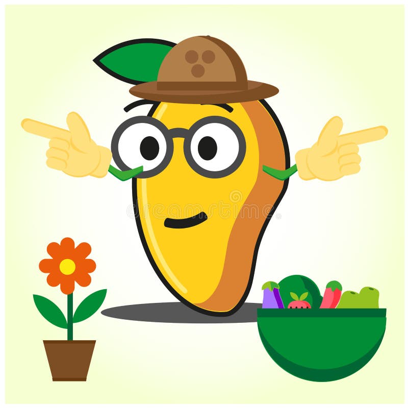 Cute Half Mango Fire Fighter Cartoon Character Holding Two Axes Design ...