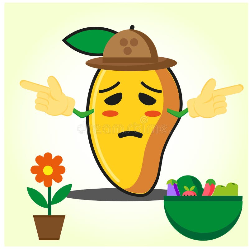 Cute Half Mango Fire Fighter Cartoon Character Holding Two Axes Design ...