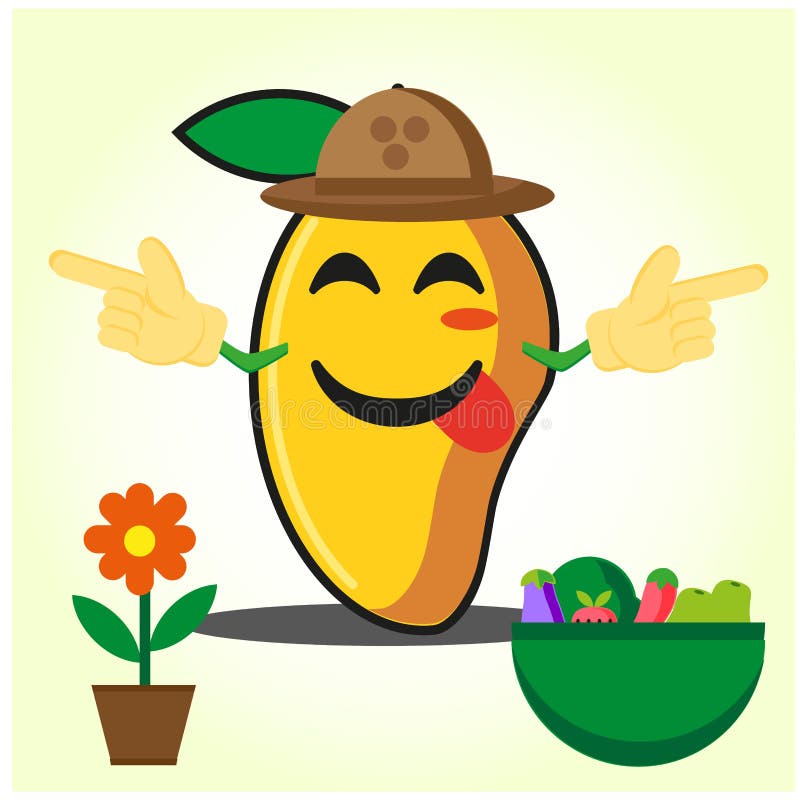 Cute Half Mango Fire Fighter Cartoon Character Holding Two Axes Design ...