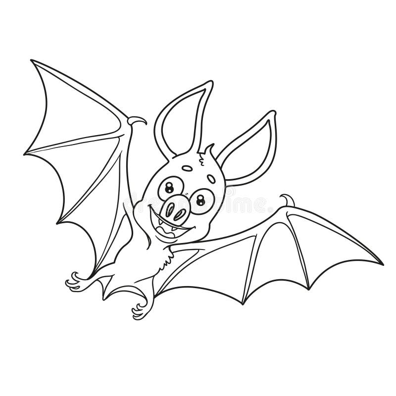 Flying Bat Coloring Page Stock Illustrations – 110 Flying Bat Coloring ...