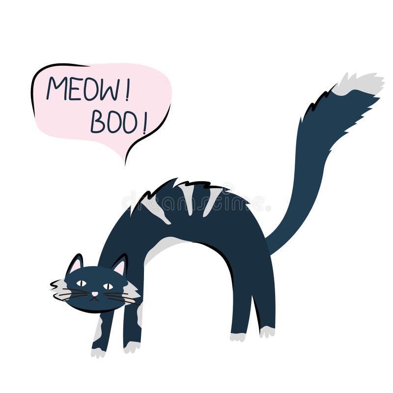 Cute Halloween Cat Character Design. Vector Illustration in Flat and ...