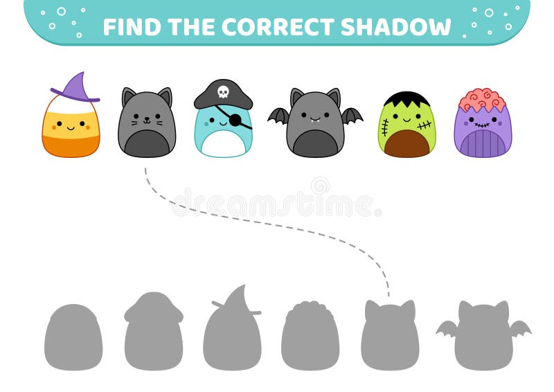 Cute Halloween Characters. Find the Correct Shadow. Shadow Matching ...