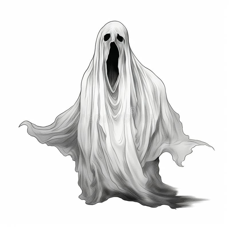 Cute Halloween Ghost Drawing Stock Illustration - Illustration of swing ...