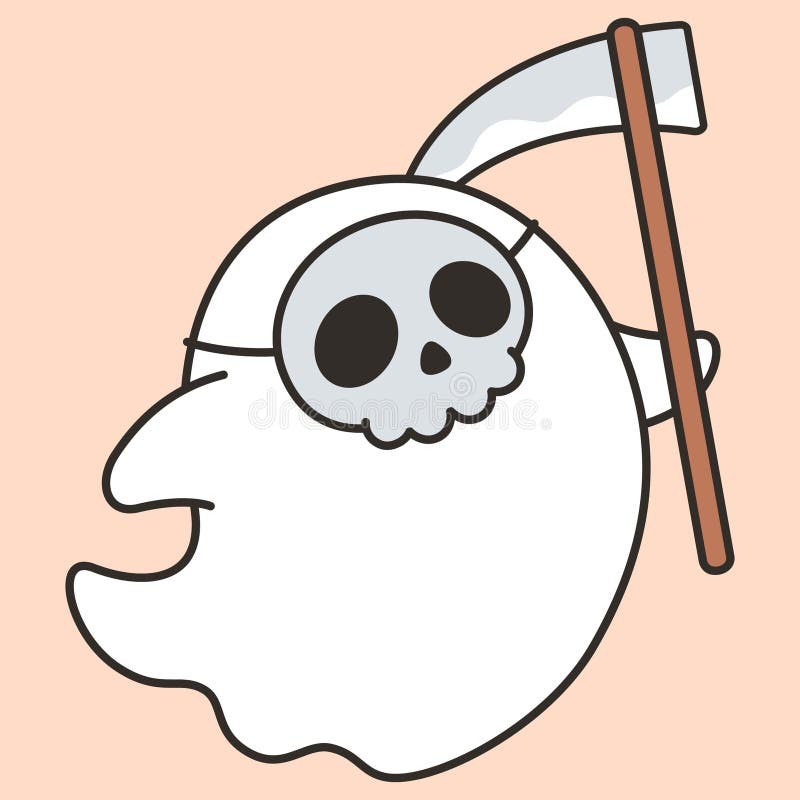 Cute Halloween Ghost in Grim Reaper Costume Cartoon Stock Vector ...