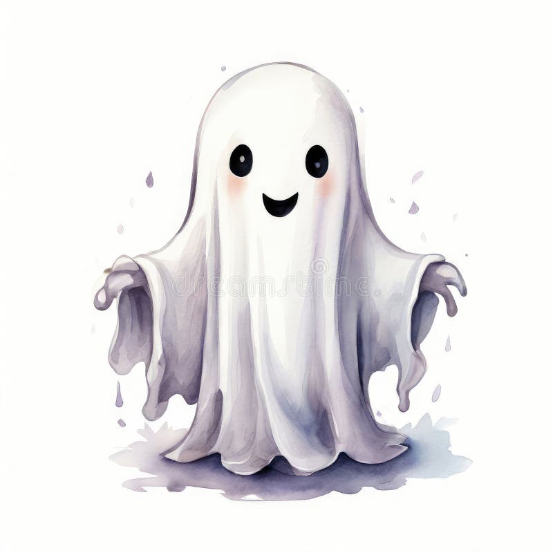 Cute Halloween Ghost Illustration Stock Photo - Image of horror, white ...