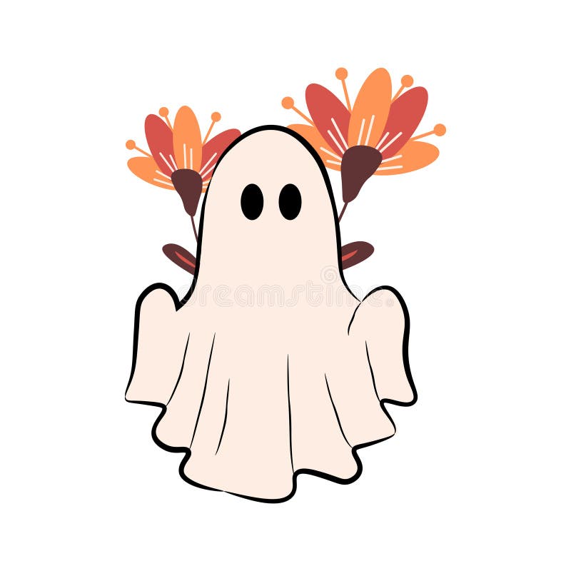 Cute Halloween Ghost Illustration Stock Vector - Illustration of ...