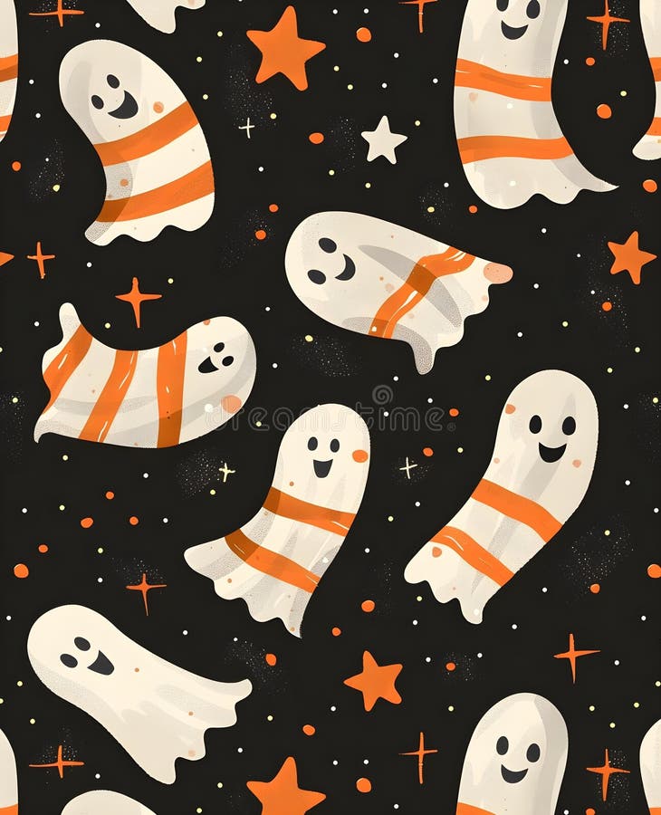 Cute Halloween Ghost Pattern Design for Festive Decor Stock ...