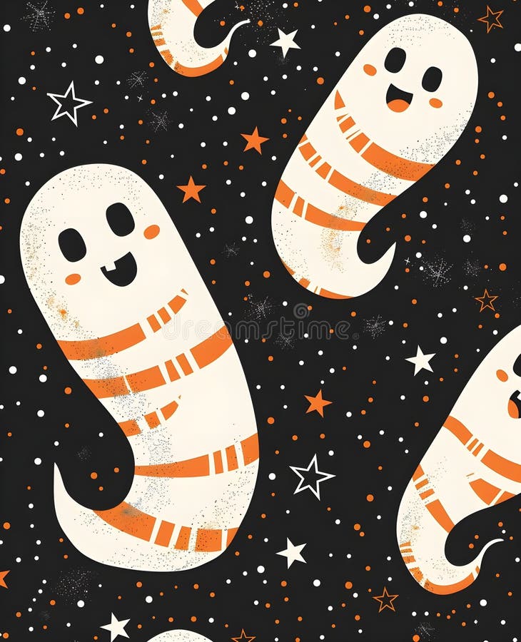 Cute Halloween Ghost Pattern for Festive Decor Stock Illustration ...