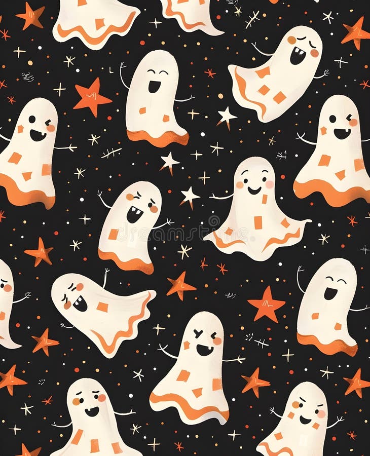 Cute Halloween Ghost Pattern for Fun Decor Stock Illustration ...