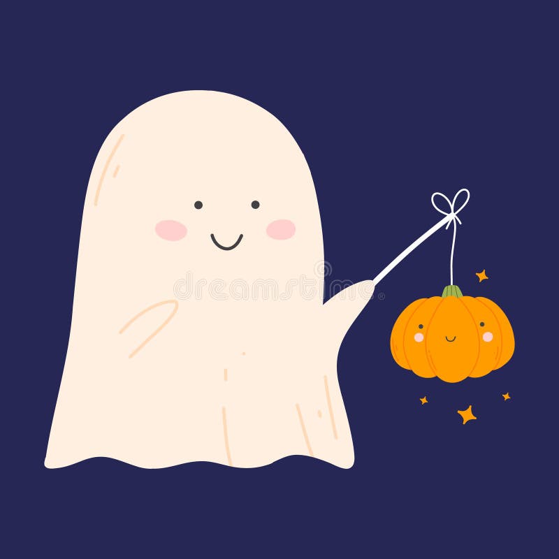 Cute Halloween Ghost. Vector Illustration. Baby Ghost in Flat Style ...