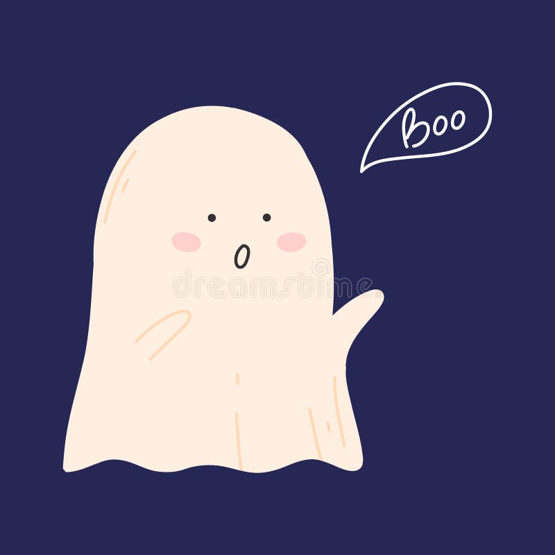 Cute Halloween Ghost. Vector Illustration. Baby Ghost in Flat Style ...