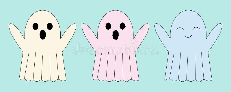 Cute Halloween Ghosts Illustration for Spooky Fun Stock Vector - Illustration of haunted ...