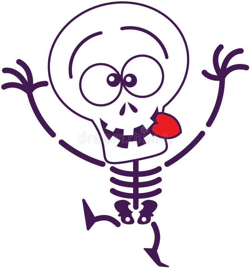 Cute Halloween Skeleton Making Funny Faces Stock Vector - Illustration ...
