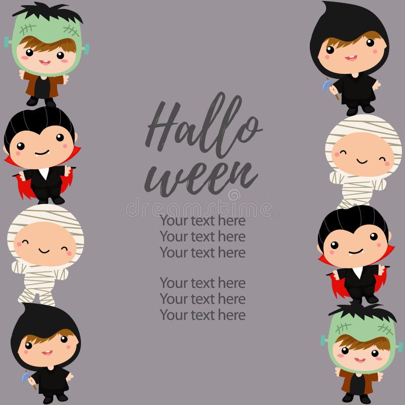 Halloween Vertical Border Costume Kids Stock Vector - Illustration of ...