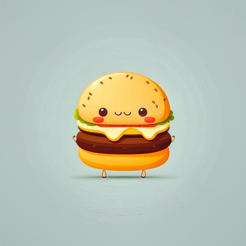 Cute Hamburger Character Isolated on Empty Background, Generative AI ...